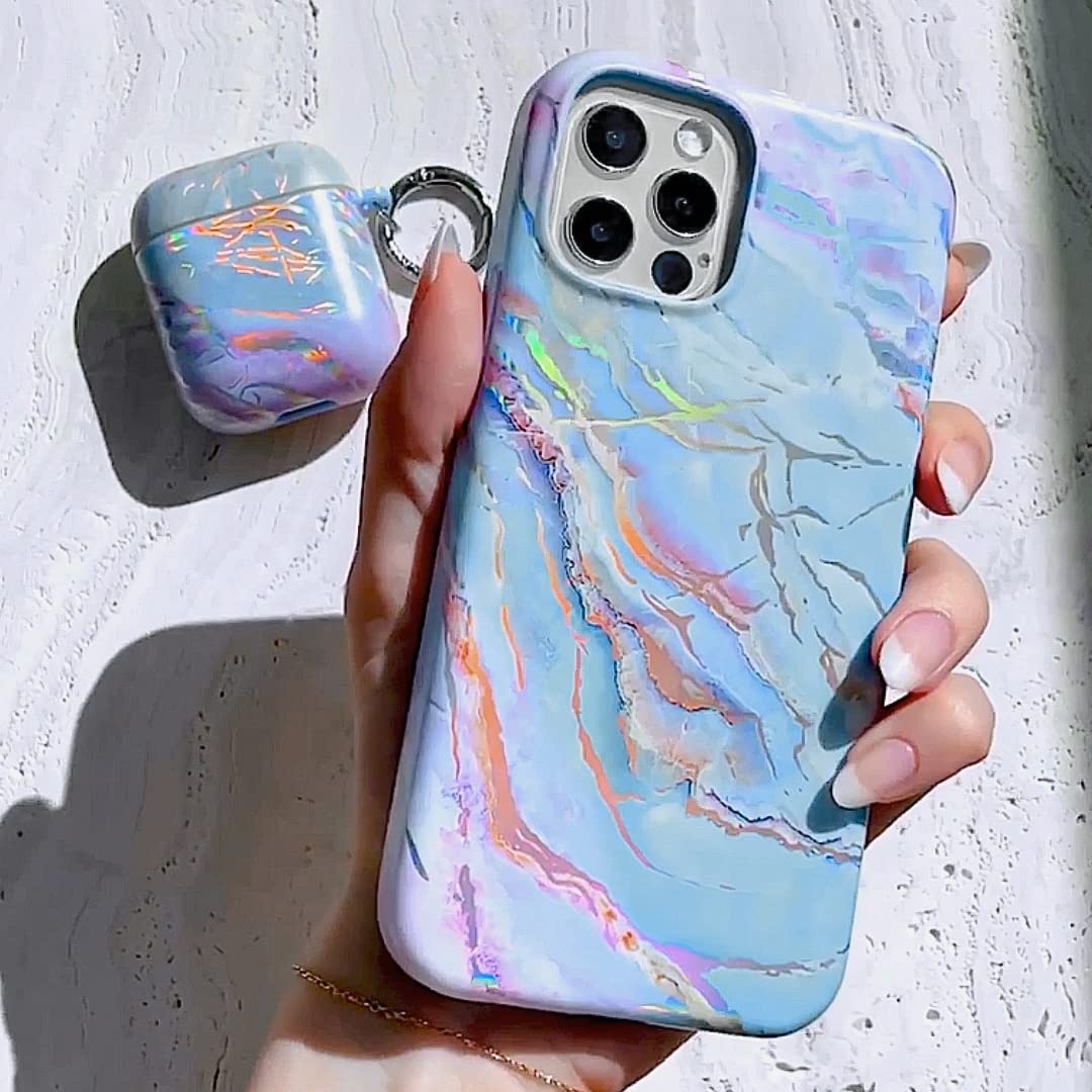 Velvet Caviar Compatible with iPhone 11 Case Marble for Women & Girls - Cute Protective Phone Cases (Pink Iridescent Holographic Blue)