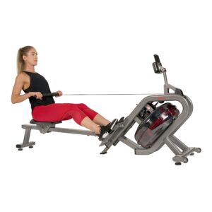 sunny health & fitness phantom hydro water rowing machine - sf-rw5910, silver