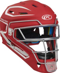 rawlings | mach catcher's helmet | baseball | junior (6 1/2" - 7") | scarlet/white