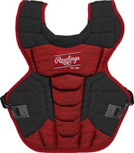 rawlings | velo 2.0 catcher's chest protector | baseball | intermediate - 15 1/2" | black/scarlet