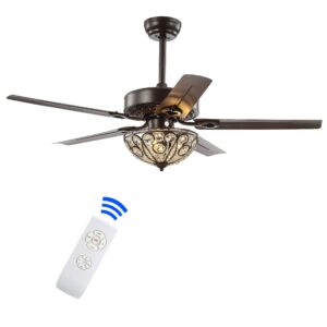 jonathan y jyl9704a ali 48" 3-light wrought iron led ceiling fan with remote, classic, glam, traditional, transitional, office, living room, family room, dining room, bedroom, oil rubbed bronze