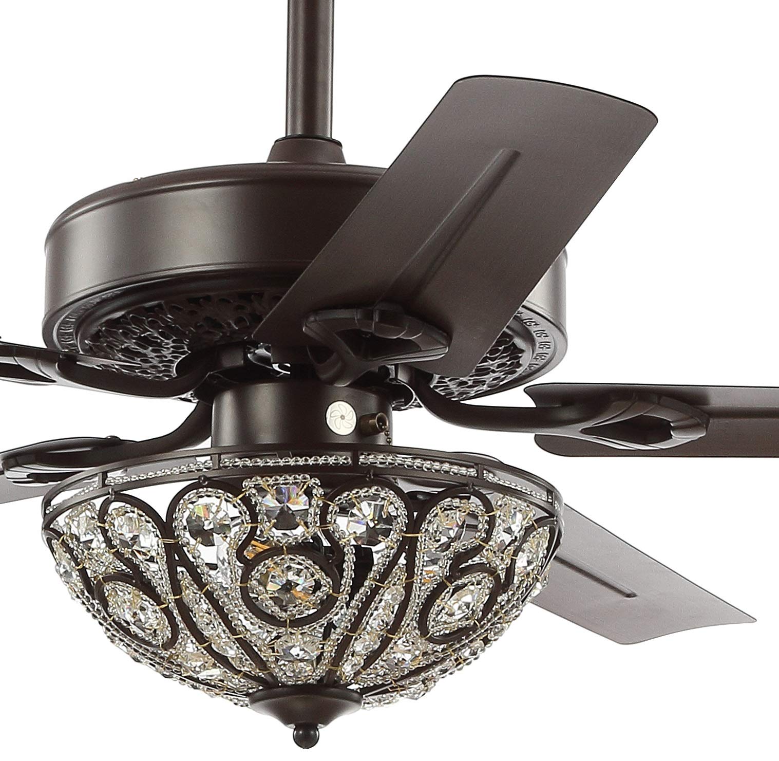 JONATHAN Y JYL9704A Ali 48" 3-Light Wrought Iron LED Ceiling Fan with Remote, Classic, Glam, Traditional, Transitional, Office, Living Room, Family Room, Dining Room, Bedroom, Oil Rubbed Bronze