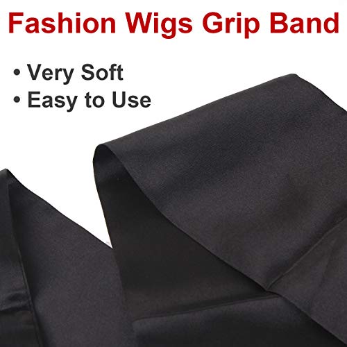 XTREND 2Pcs Women's Satin Edge Scarves for Wigs 58 Inch Silk Edge Laying Scarf for Women Non Slip Hair Wrap Wigs Grip Band for Yoga, Makeup, Facial, Sport (2 pcs, Black#)