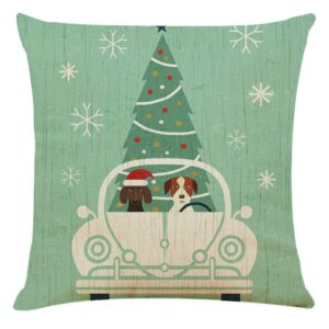 Acronde 4PCS 18"x18" Throw Pillow Covers Christmas Decoration Cotton Linen Square Cushion Cover Couch Pillow Cases for Couch Sofa Home and Car (Christmas Decor-C)