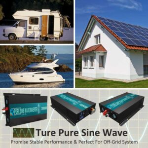 WZRELB RBP300012 3000W 12V 110~120V Pure Sine Wave Solar Power Inverter DC to AC System