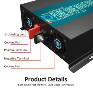 WZRELB RBP300012 3000W 12V 110~120V Pure Sine Wave Solar Power Inverter DC to AC System