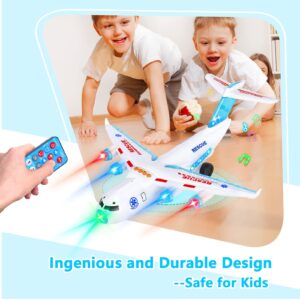 ele ELEOPTION Kids Transport Airplane Toy Aeroplane Infrared Remote Control Plane Toys with Lights and Music for for 3 4 5 6 7 8 Year Old Toddlers Girls Boys