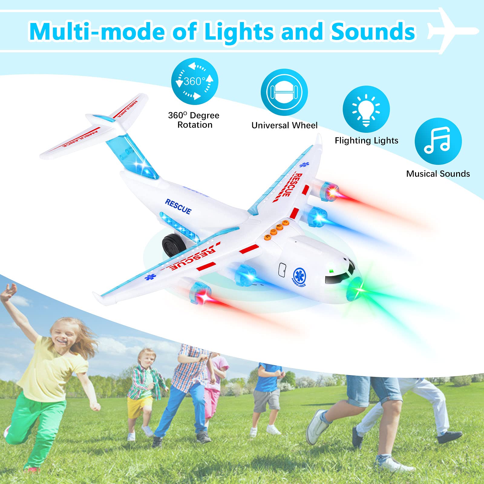 ele ELEOPTION Kids Transport Airplane Toy Aeroplane Infrared Remote Control Plane Toys with Lights and Music for for 3 4 5 6 7 8 Year Old Toddlers Girls Boys