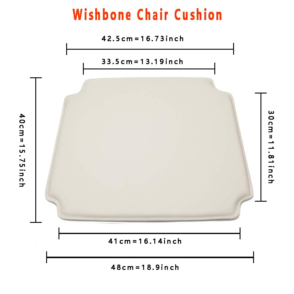 VODUR Wishbone Chair Cushion, Quality PU and Soft Foam Chair Seat Cushion, Seat Cushions/Pads for Hans Wegner Y Chair (White)