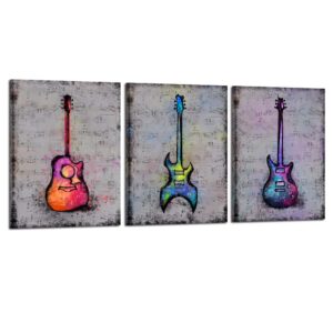 kreative arts abstract guitar music wall art canvas prints musical instruments paintings home decor decal hd posters printed artworks for bedroom classroom room 12x16inx3pc