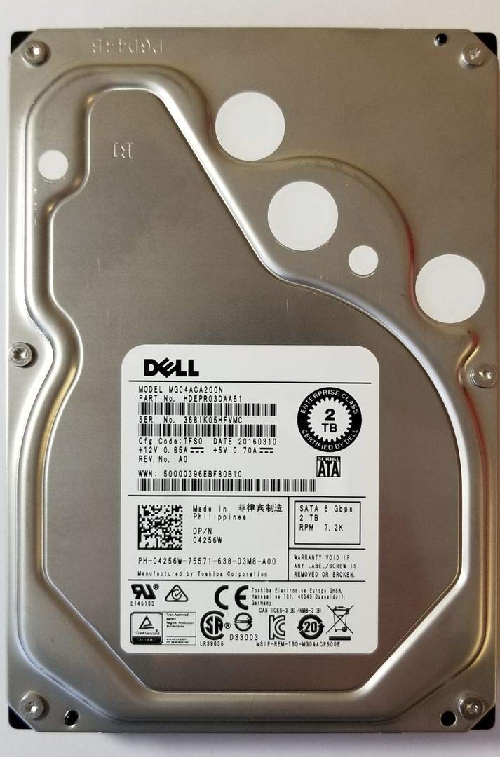 Toshiba 2TB HDD 7.2K RPM 3.5" 6Gb/s SATA Hard Disk Drive Model: MG04ACA200N DP/N: 4256W