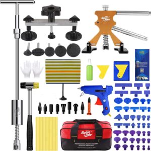 Fly5D Complete Paintless Auto Dent Removal Tools Set, PDR Dent Puller Kit for Autobody Repair of Dents with Different Aluminum Dent Pull Tabs Can Be Reused Countless Times