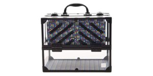 caboodles rainbow rad - neat freak makeup organizer, black trim rainbow jacquard