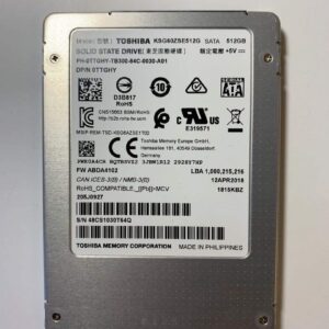 Toshiba 512GB SSD 2.5" 6Gb/s SATA Solid State Drive Model: KSG60ZSE512G DP/N: TTGHY