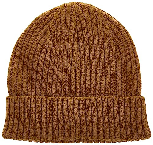 Timberland Men's Ribbed Watch Cap with Logo Plate, Wheat, One Size