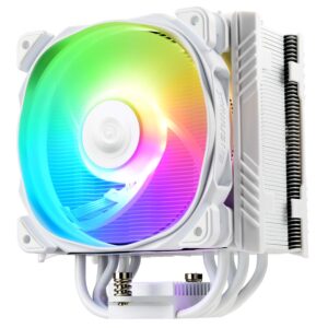 enermax ets-t50 axe addressable rgb cpu air cooler for amd/intel, 5 direct-contact heat pipes, 230w+ tdp, 120mm pwm fan, white