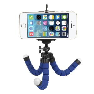 flexible mini octopus tripod for phone with phone clip tripod stand mount for gopro sjcam xiaomi yi action camera (blue)