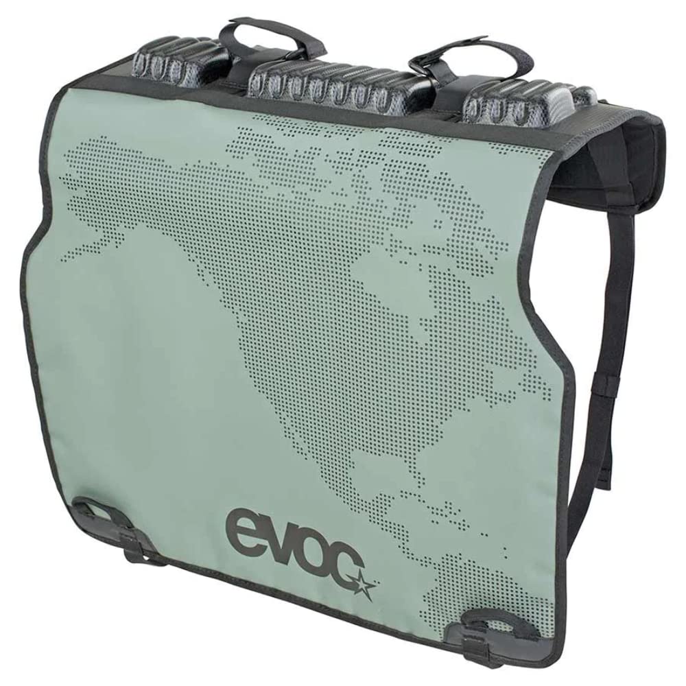 EVOC Tailgate PAD Duo Safe Bike Transport in The Pickup Truck (Bike Transport, Secure Fixation of 2 Bikes, Access to The Tailgate Lever, Protection for Pickup and Bike), Olive, One Size, 100520307