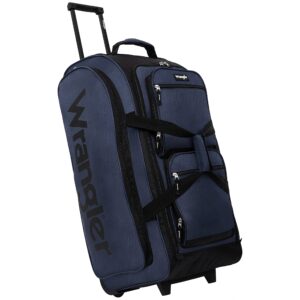 wrangler 30" wesley rolling duffel bag, navy blue