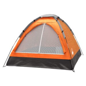 2-person camping tent - includes rain fly and carrying bag - lightweight compact outdoor tent for backpacking, hiking, or beaches by wakeman (orange)