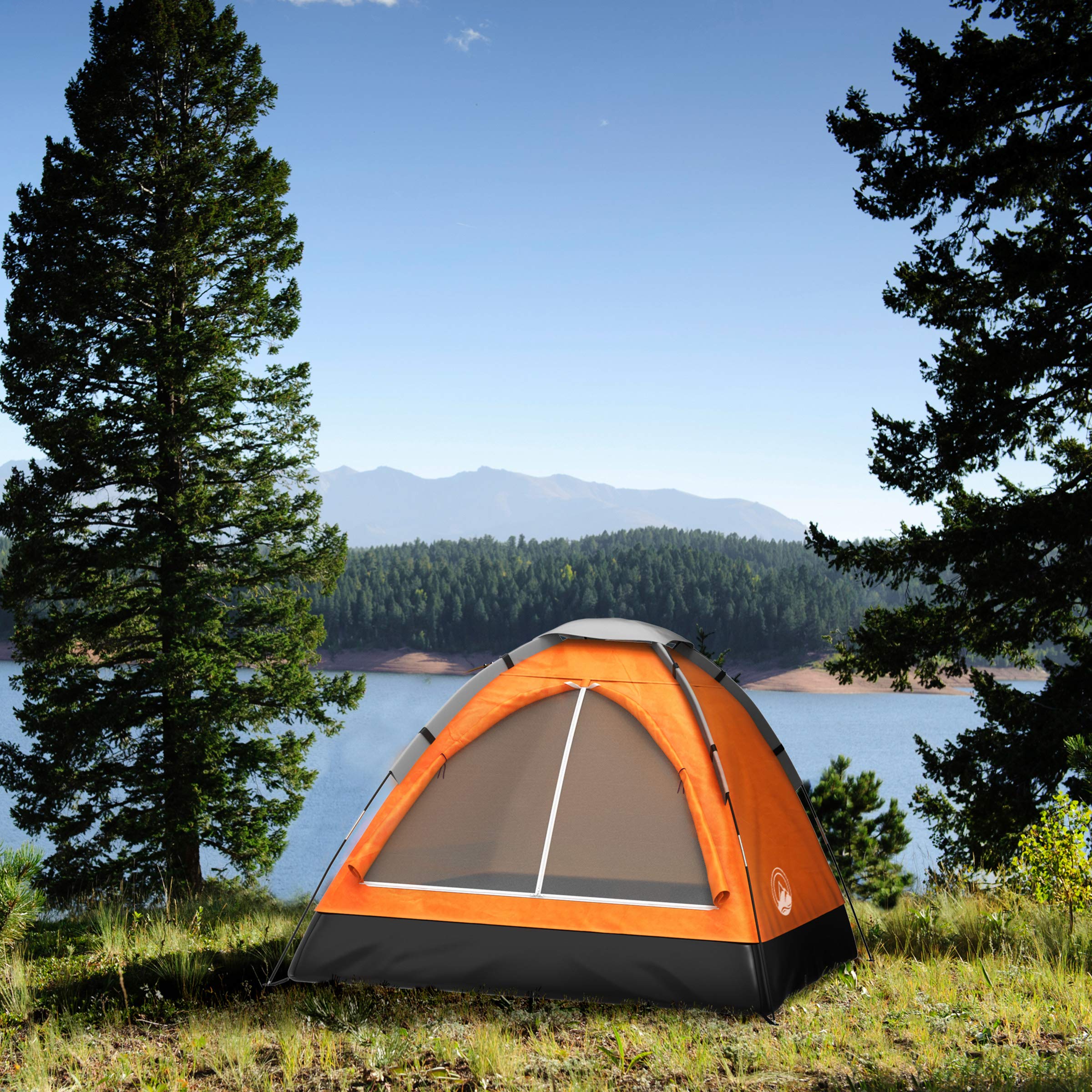 2-Person Camping Tent - Includes Rain Fly and Carrying Bag - Lightweight Compact Outdoor Tent for Backpacking, Hiking, or Beaches by Wakeman (Orange)