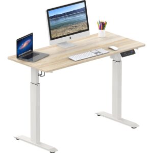 shw memory preset electric height adjustable standing desk, 48 x 24 inches, maple