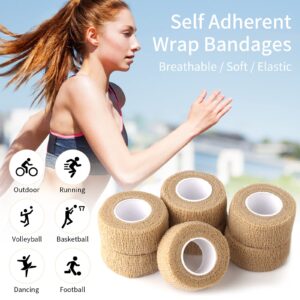 1 Inch Wide Skin Colour Elastic Self- Adhesive Bandage Finger Tape,Wrap Bandages, for Wrist and Ankle Sprains & Swelling