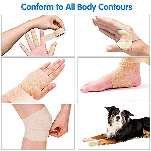 1 Inch Wide Skin Colour Elastic Self- Adhesive Bandage Finger Tape,Wrap Bandages, for Wrist and Ankle Sprains & Swelling