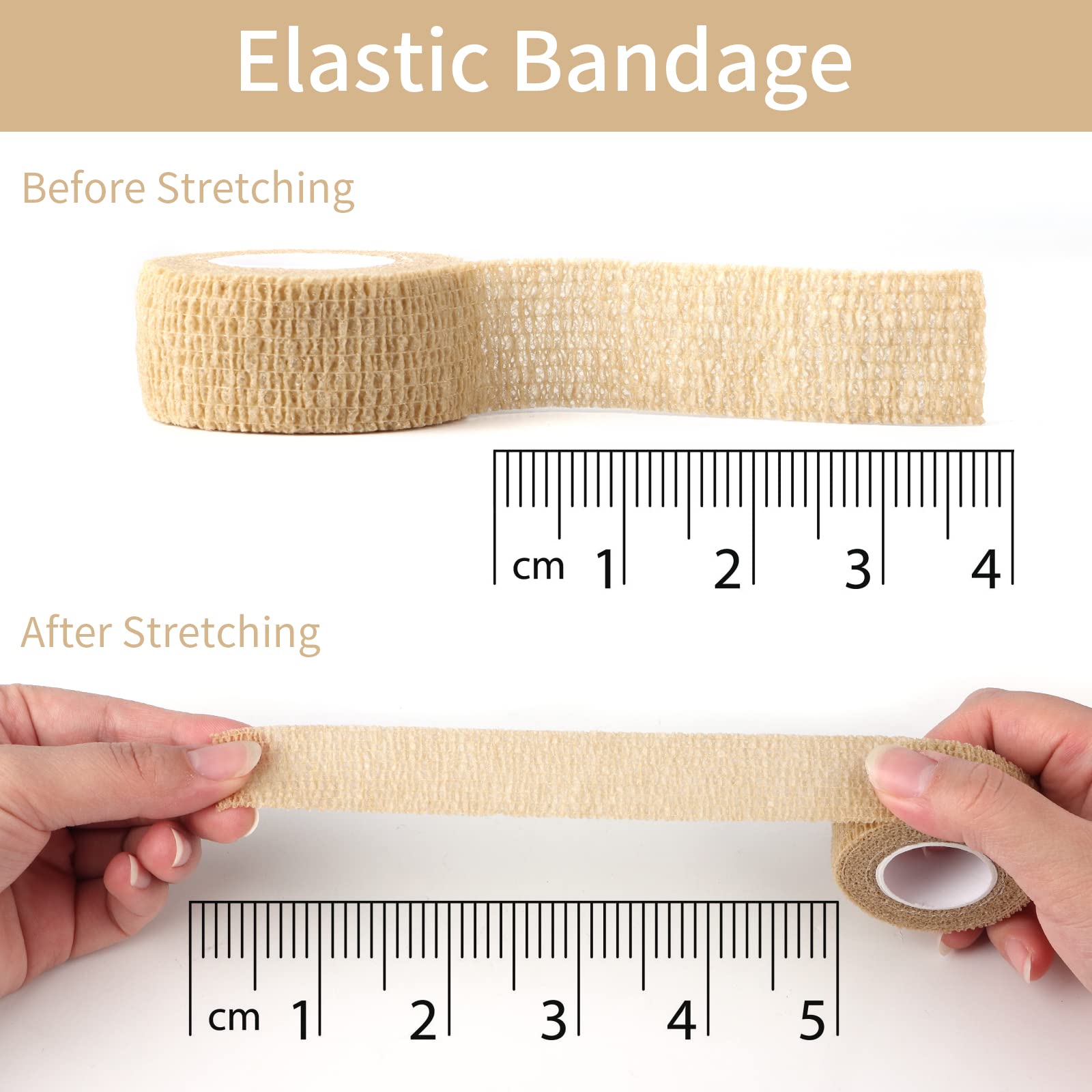 1 Inch Wide Skin Colour Elastic Self- Adhesive Bandage Finger Tape,Wrap Bandages, for Wrist and Ankle Sprains & Swelling