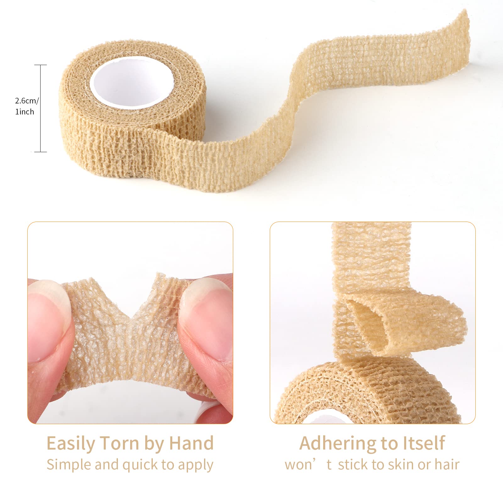 1 Inch Wide Skin Colour Elastic Self- Adhesive Bandage Finger Tape,Wrap Bandages, for Wrist and Ankle Sprains & Swelling