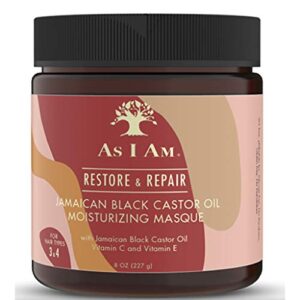 as i am jbco masque 8oz - deep conditioning & hydration - repairs, restores scalp health - vegan & cruelty free - enriched with nano jamaican black castor oil, vitamins c & e