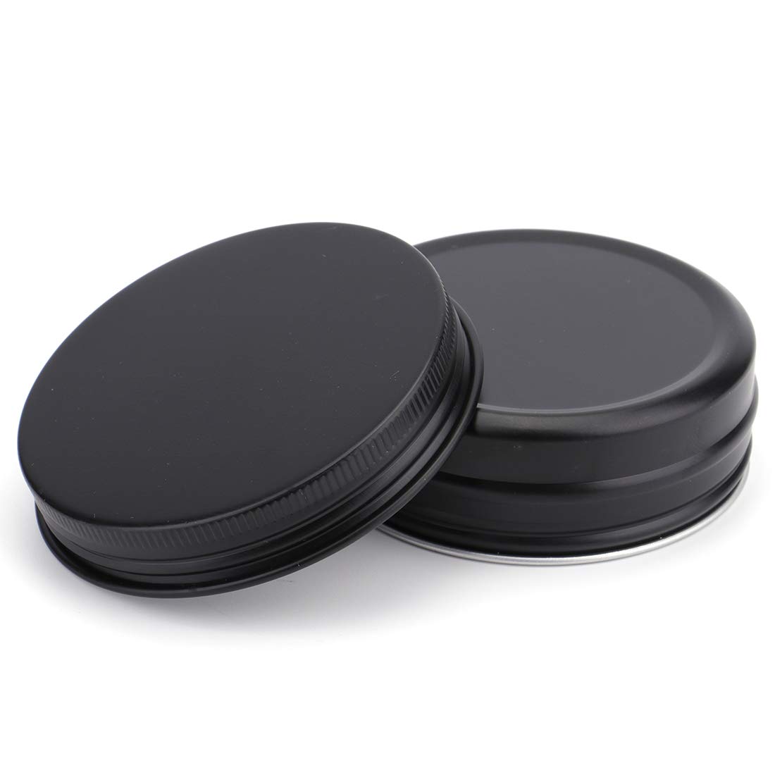 Foraineam 48 Pack 2 oz Round Lip Balm Tin Cans - Aluminum Cosmetic Sample Containers with Screw Lid - Matte Black Metal Empty Tins Storage Travel Tin Jars