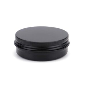 Foraineam 48 Pack 2 oz Round Lip Balm Tin Cans - Aluminum Cosmetic Sample Containers with Screw Lid - Matte Black Metal Empty Tins Storage Travel Tin Jars