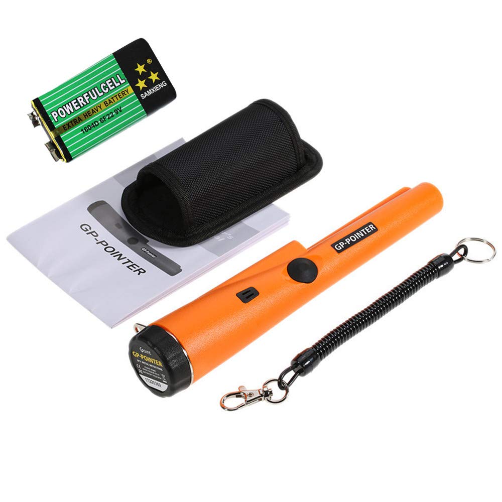 Handheld Metal Detector Waterproof 360° Scanning Unearthing Treasure Finder with High Sensitivity Pin Pointer Include Battery Belt and Holster Portable for Adults and Kids