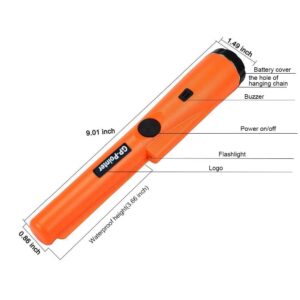 Handheld Metal Detector Waterproof 360° Scanning Unearthing Treasure Finder with High Sensitivity Pin Pointer Include Battery Belt and Holster Portable for Adults and Kids