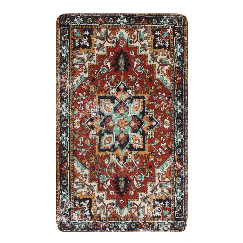 Lahome Collection Traditional Oriental Area Rug - 3’ X 5’ Faux Wool Non-Slip Area Rug Accent Distressed Throw Rugs Floor Carpet for Living Room Bedrooms Laundry Room Decor (3’ X 5’, Red)