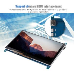 Display Screen, 7 Inch Small Portable LCD HDMI 1024x600 Ultra HD Display Screen Capacitive Touch Screen Support Backlight Control for Computer Monitor