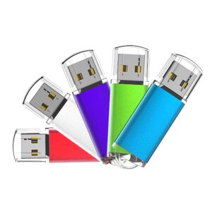 Aiibe 16GB USB 3.0 Flash Drive 5 Pack 16 GB Flash Drive 3.0 Thumb Drive Multipack U Disk USB Drives (16G, 5 Mixed Colors: Blue Red Silver Green Purple)