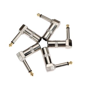 HSP-HSWITI Audio 1/4" 90 Degree Right Angle Plug, 6.35mm Heavy Duty TS Mono Male Solder Jack Connector for Speaker/Guitar/Microphone Cables - 5PACK