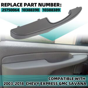 Inside Driver Side Front Left Door Pull Handle Complete Armrest Pewter Compatible with Chevy Express GMC Savana 2003-2019 1500 2500 3500 Replace for 10388387 15817114 25750064 10388390