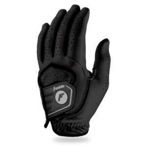 franklin sports golf glove - pro golf gloves - premium leather golfing glove - maximum grip - black - left hand glove - adult medium