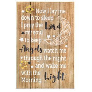 vilight nursery sign baby room decor - now i lay me down to sleep baptism gifts for boys and girls - kids bedroom wall 3d moon and star string art decorations - 11x16 inches