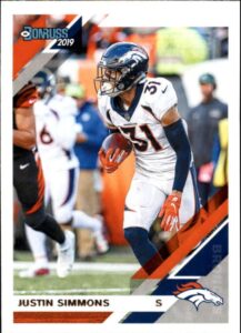 2019 donruss #88 justin simmons denver broncos nfl football trading card