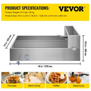 VBENLEM Maple Syrup Evaporator Pan 48x24x19 Inch Stainless Steel Maple Syrup Boiling Pan with Valve and Thermometer and Divided Pan and Feed Pan