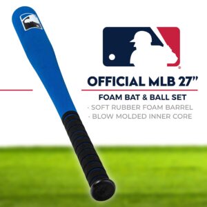 Franklin Sports MLB Kids Foam Baseball Bat + Ball Set - Toy Bat + Foam Ball Set for Kids + Toddlers - Standard Barrel - Blue - 27"