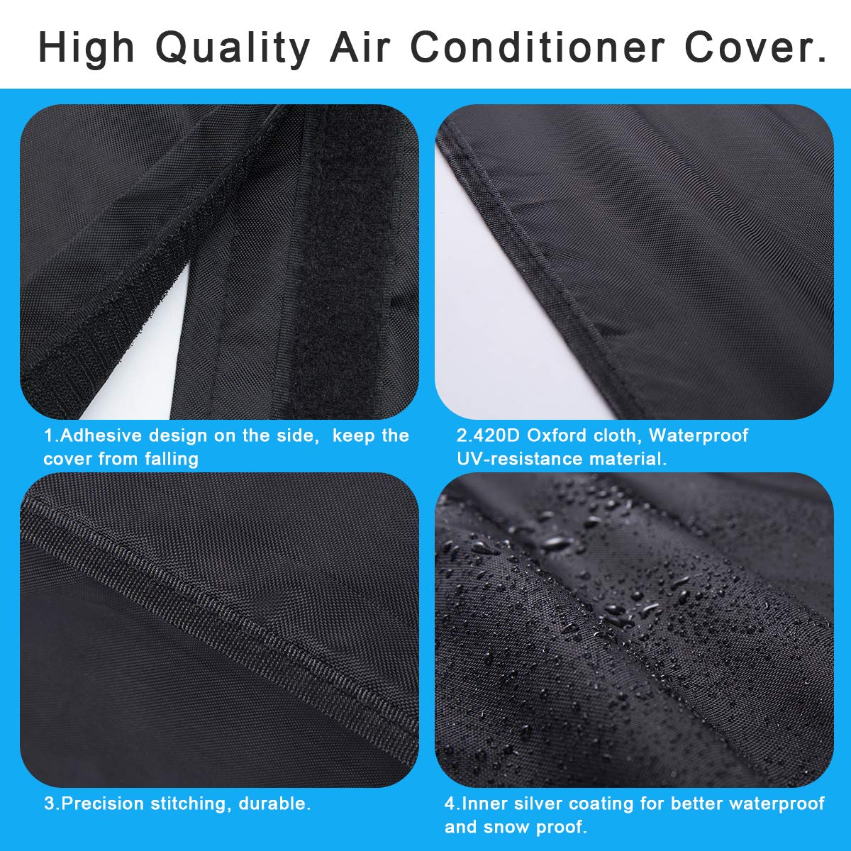 Luxiv Central Air Conditioner Covers, Air Conditioner Cover for Outside Units 24W x 24D x 30H Black Dust-Proof Waterproof AC Cover Outdoor AC Protection Cover (24W x 24D x 30H) (24W x 24D x 30H)