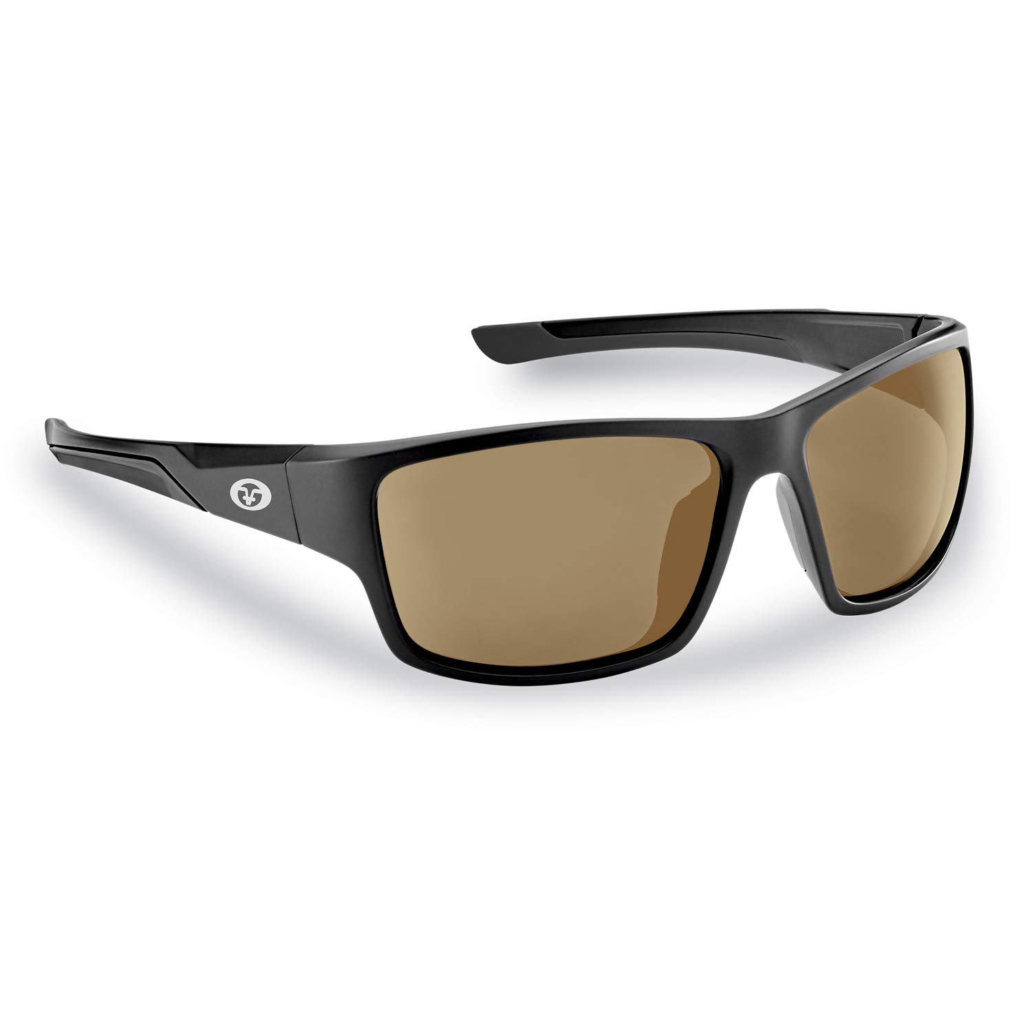 Flying Fisherman Sand Bank Wrap Around Polarized Sunglasses, Frame: Matte Black/Lens: Amber, One Size