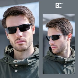 BIRCEN Mens Polarized Sunglasses UV-Protection: Carbon Fiber Sport Black Shades for Men Driving Fishing