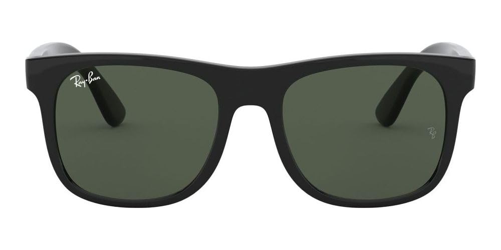 Ray-Ban Junior Kids' RJ9069S Justin Square Sunglasses, Black/Dark Green, 48 mm