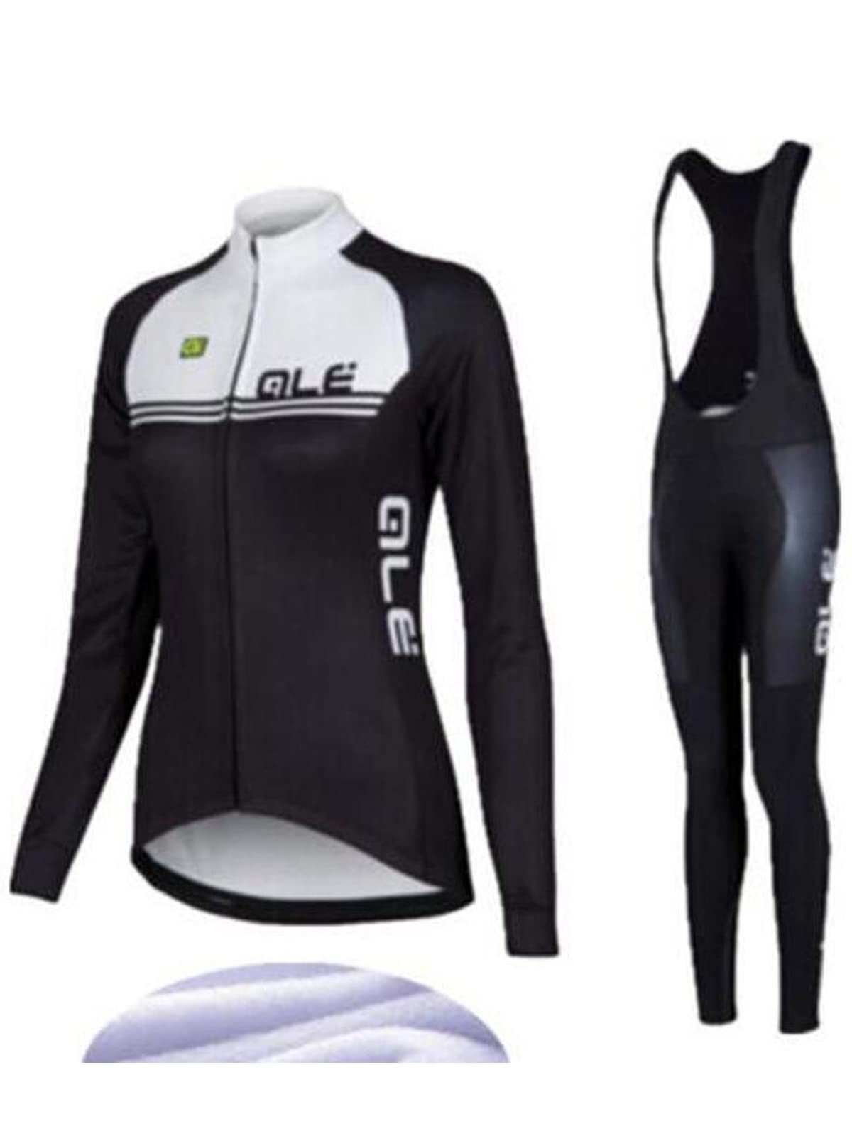 Women Cycling Jersey,Autumn Winter Fleece Warm MTB Suit,Mountain Road Reflective Bike Clothing Set + Gel Bib Pants